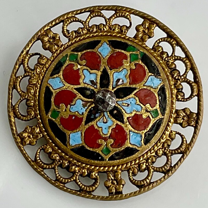 Antique Enamel Button - Etsy