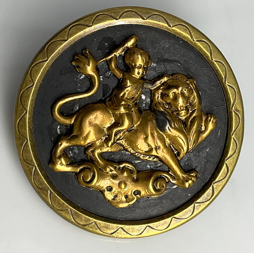 Large Antique Satyr Faun Mythology Rides Lion Old Metal Victorian ...