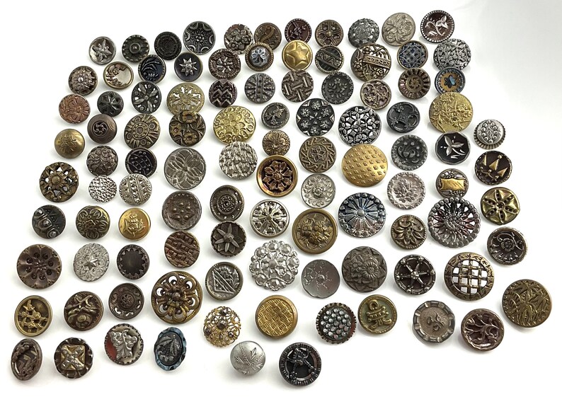 Lot 100 Antique Small Metal Buttons Old Variety Tints Flowers - Etsy