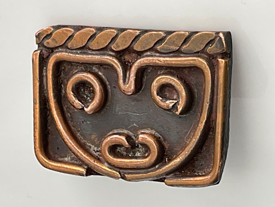 Vintage Copper Brass Mexican Face Mask Rectangle Shape Metal - Etsy