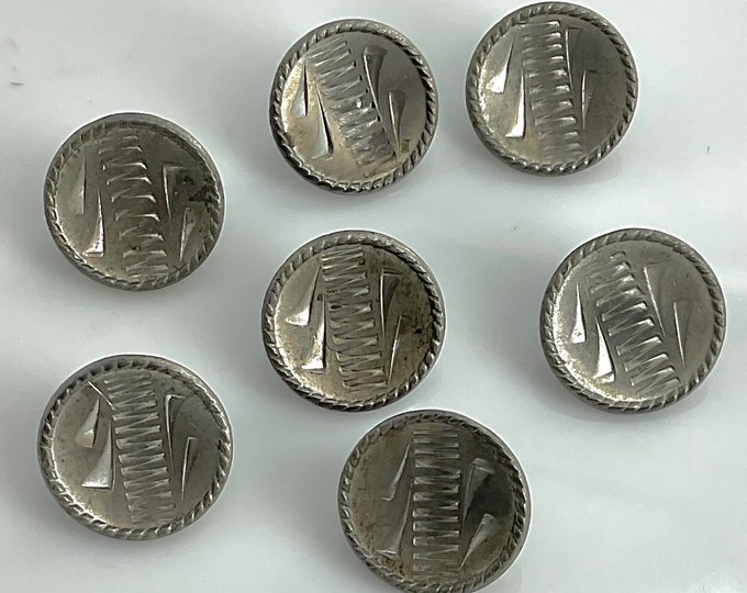 Set 7 Antique Small Bright Cut Pewter Metal Buttons Geometric - Etsy