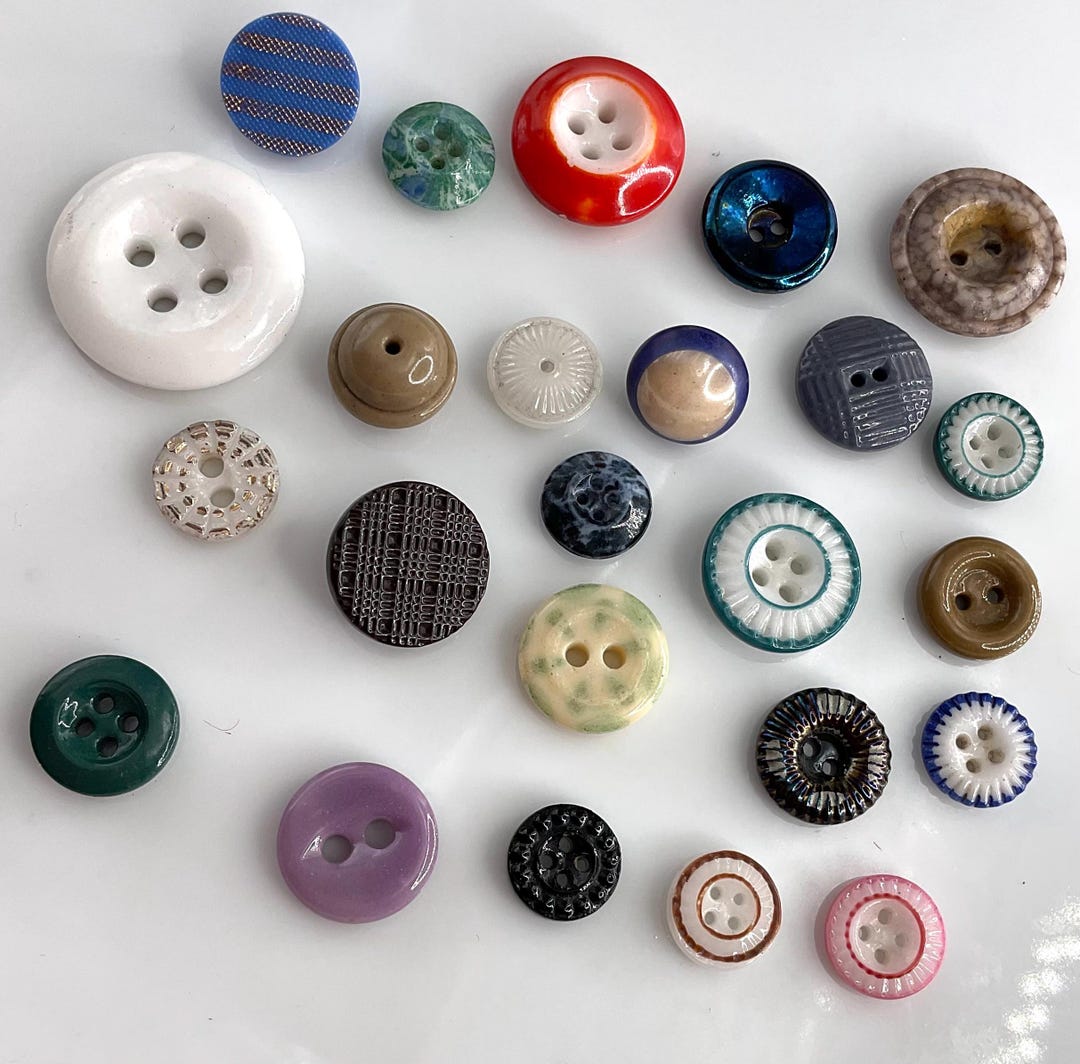 Lot 24 Unusual Antique Colorful China Buttons Small Medium Old Variety ...