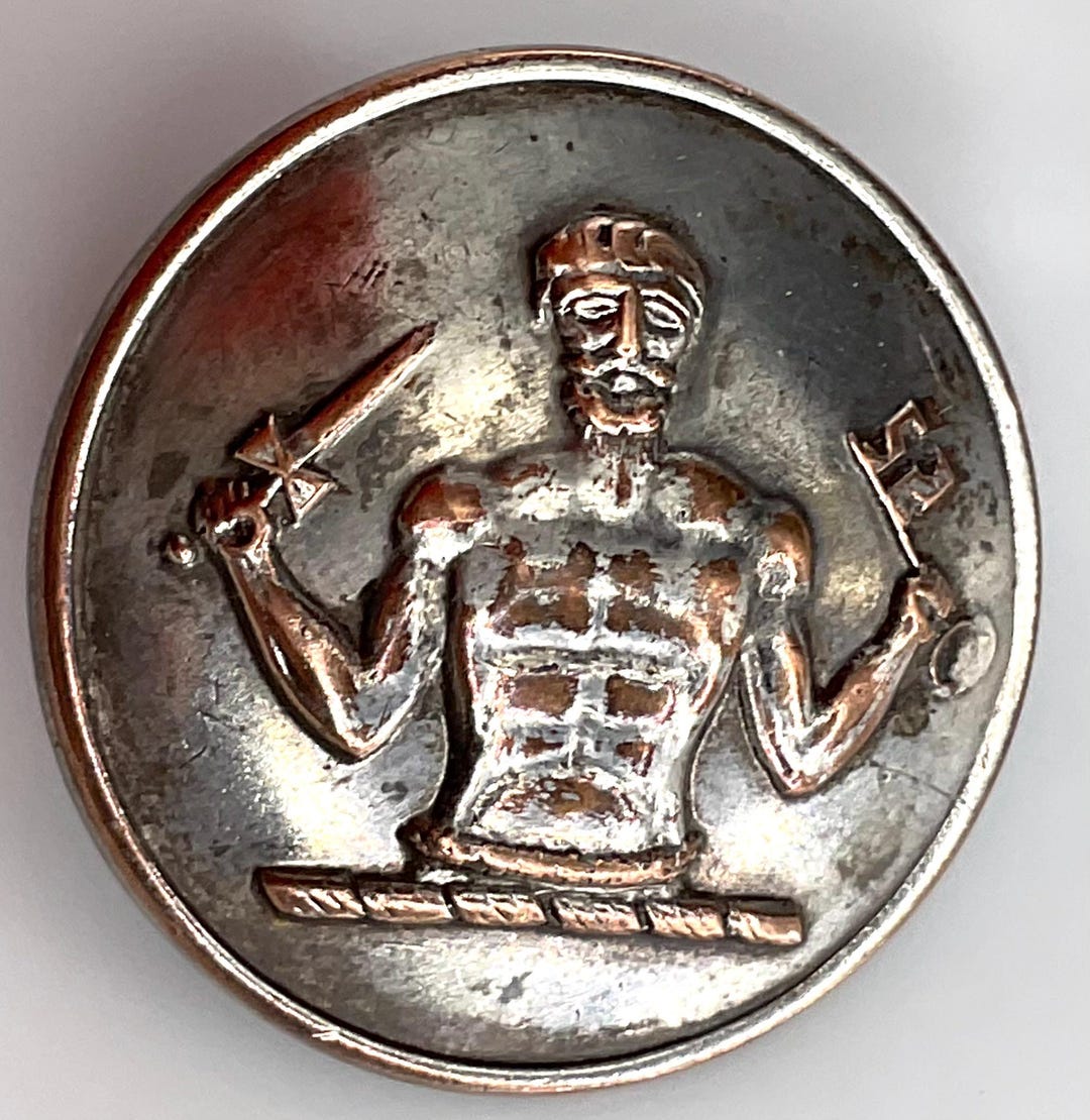 Antique Livery Button Figure Man Holds Key Sword Firmin Backmark Old - Etsy