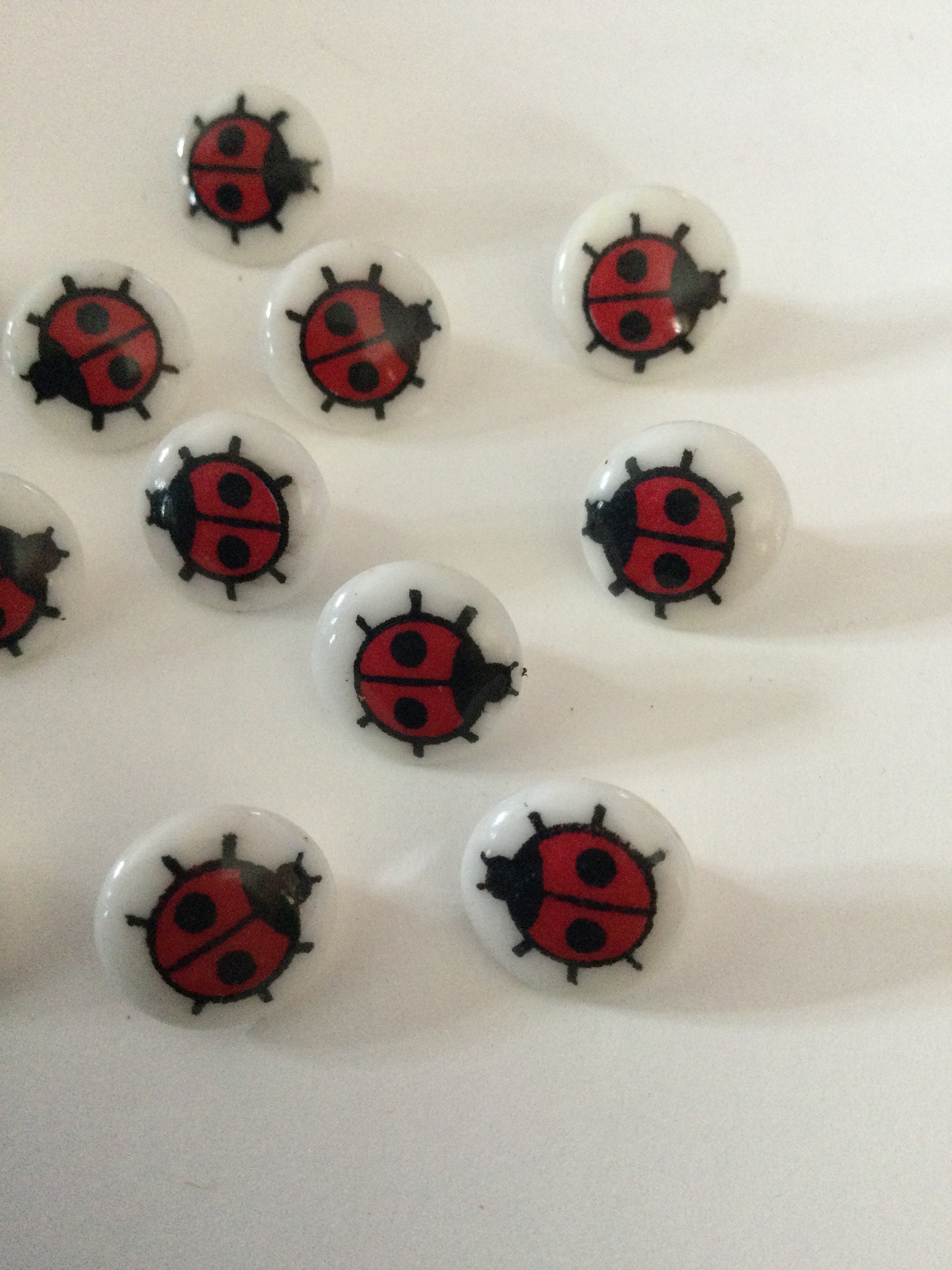 Set 14 Ladybug Buttons Vintage Plastic Small Red White - Etsy