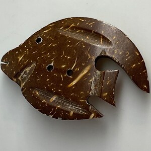Large Realistic Shape Carved Coconut Shell Fish Button Vintage - Etsy