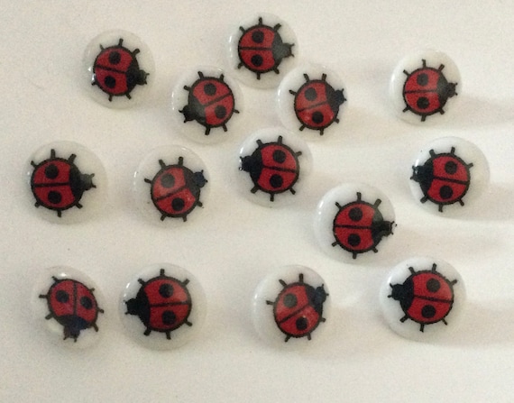 Set 14 Ladybug Buttons Vintage Plastic Small Red White | Etsy