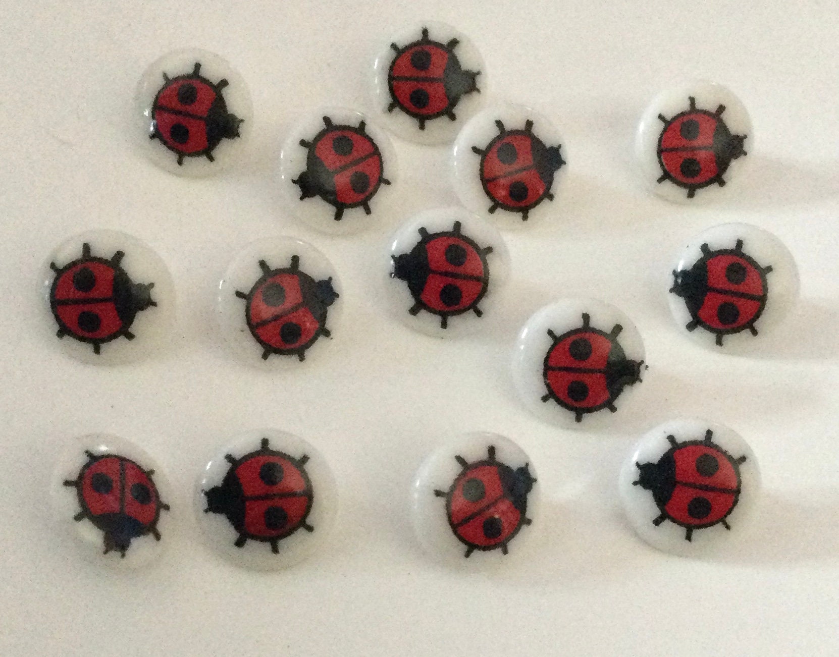 Set 14 Ladybug Buttons Vintage Plastic Small Red White - Etsy