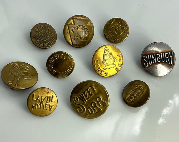Lot 10 Old Work Clothes Overalls Antique Buttons Variety Verbal ...