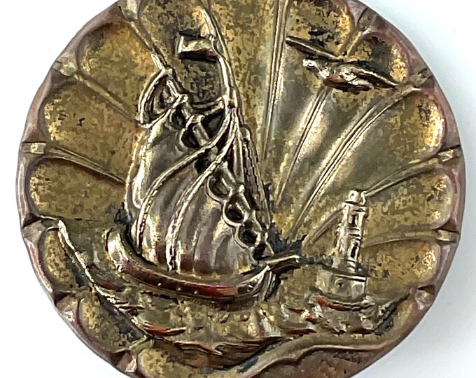 Victorian Large Metal Sailboat Ship Boat Lighthouse Antique Picture ...