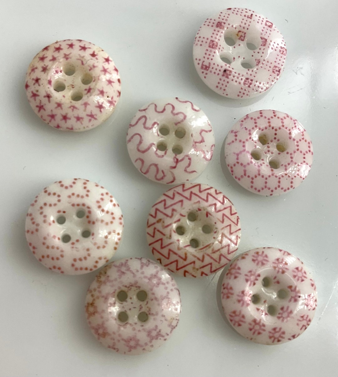 Lot 8 Antique Pink China Calico Buttons Old Variety Patterns - Etsy