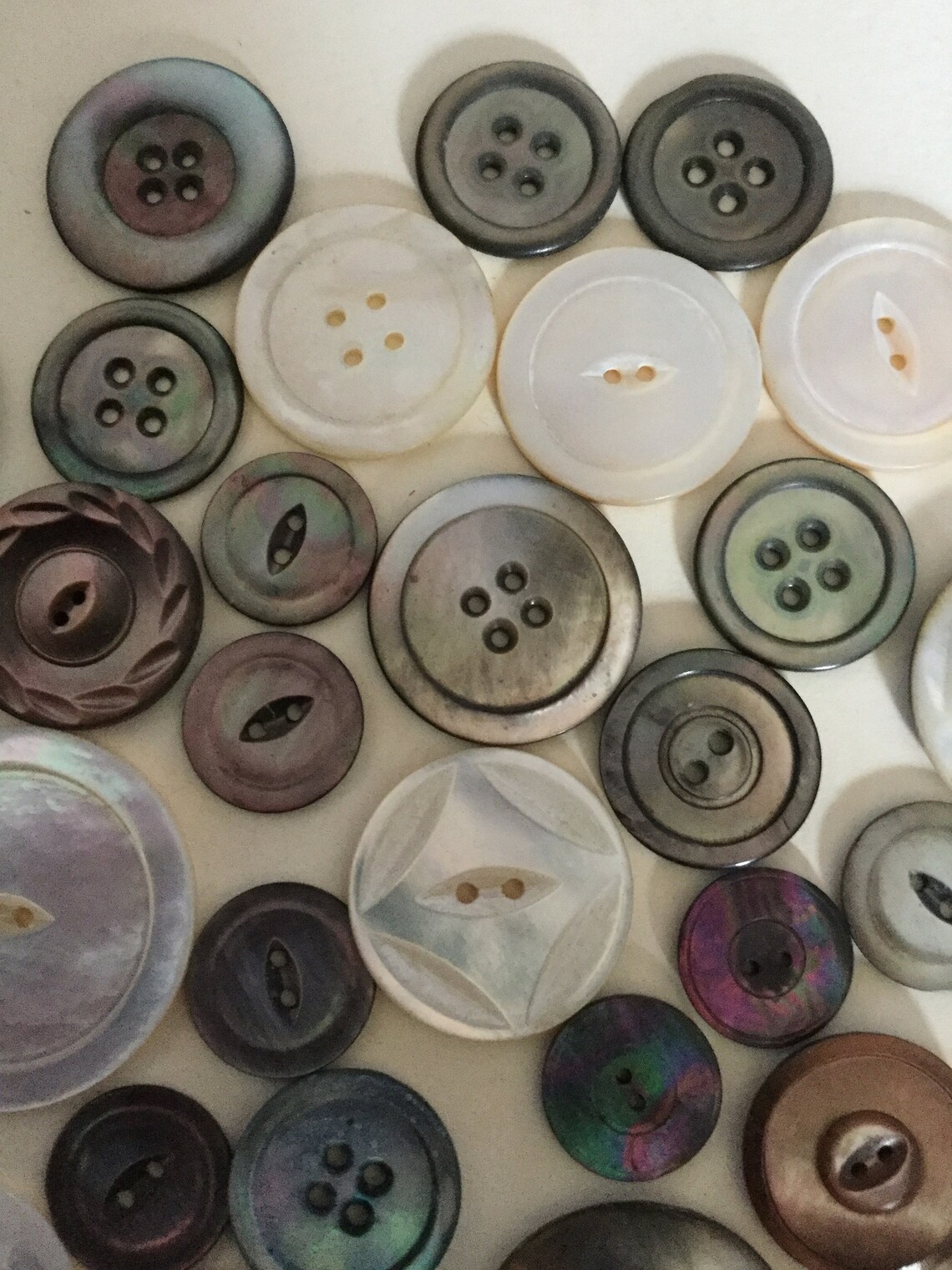 Bulk lot 34 antique pearl buttons old vintage variety Smokey | Etsy