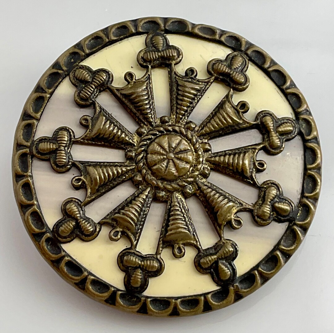 Large Antique Celluloid Background Metal Ornate Radiating Design ...