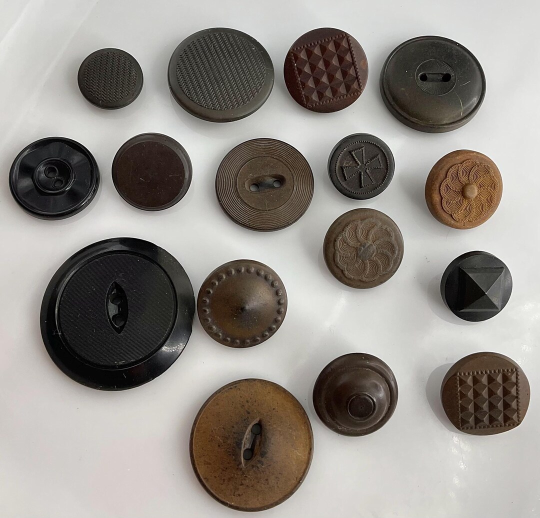 Lot 16 Antique Goodyear Hard Rubber Buttons Backmarks Brown Variety ...