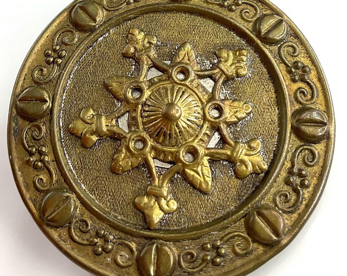 Large Screw Head Border Antique Pierced Metal Ornate Button Old ...