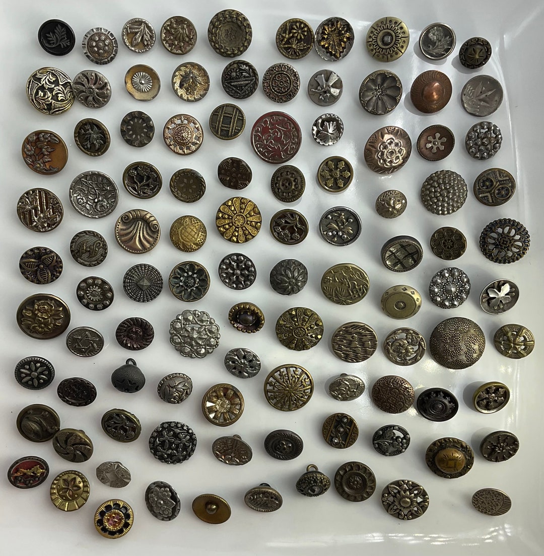 Lot 100 Antique Small Metal Buttons Old Variety Tints Flowers - Etsy