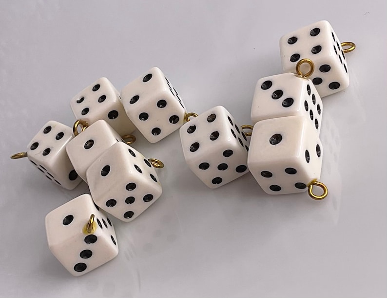 Set 10 Small Dice Novelty Buttons Realistic Shape Vintage Gambling ...