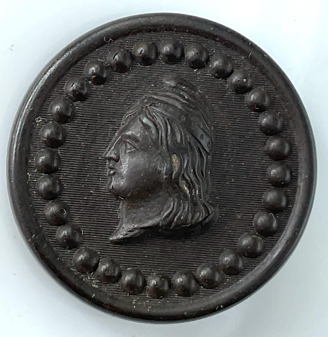 Goodyear Hard Rubber Woman Portrait Antique Button Backmark Old Medium ...