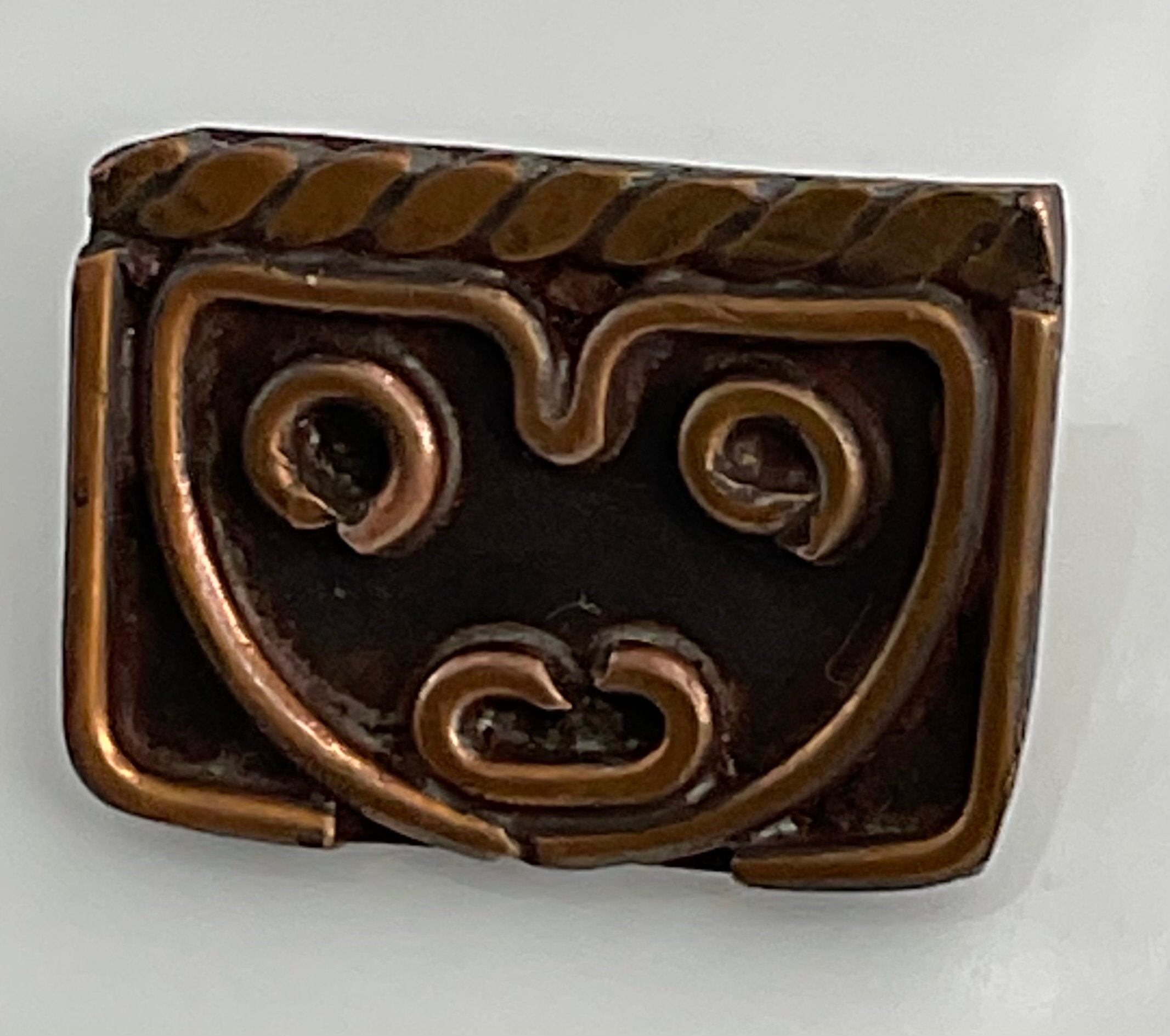 Vintage Copper Brass Mexican Face Mask Rectangle Shape Metal - Etsy