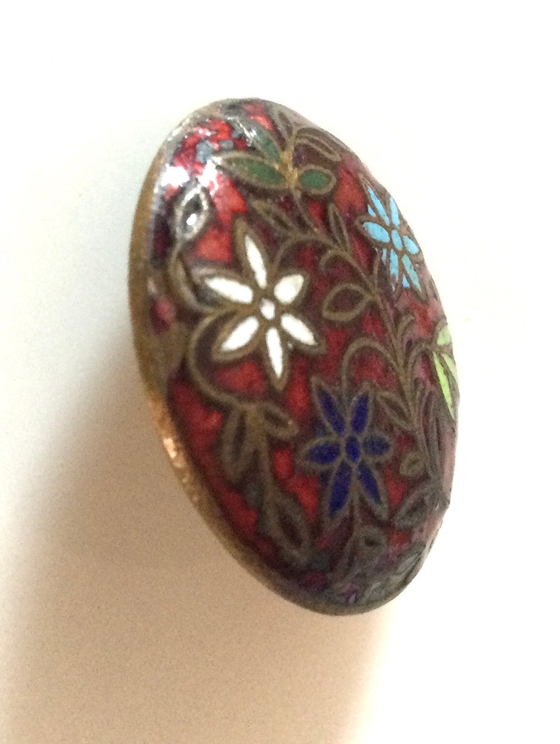 Colorful Flowers Antique Red Enamel Button Old Medium Size - Etsy