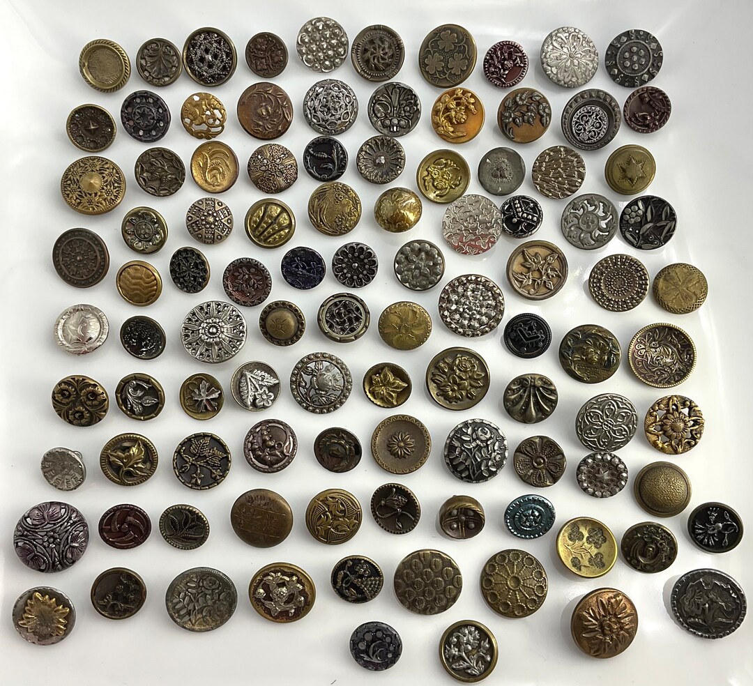 Lot 100 Antique Small Metal Buttons Old Variety Tints Flowers - Etsy