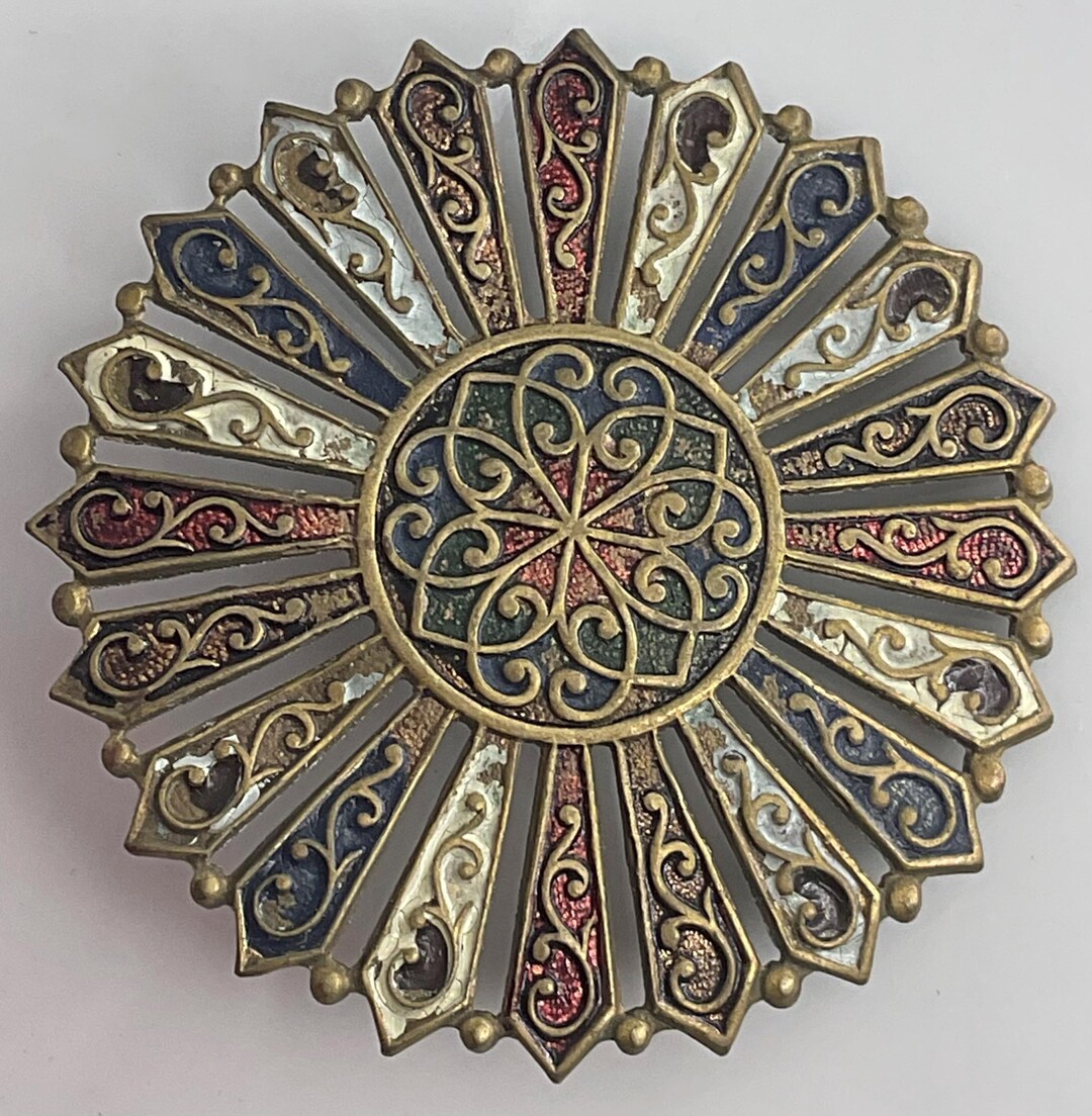 Large Antique Pierced Metal Old Stylized Floral Victorian Button ...
