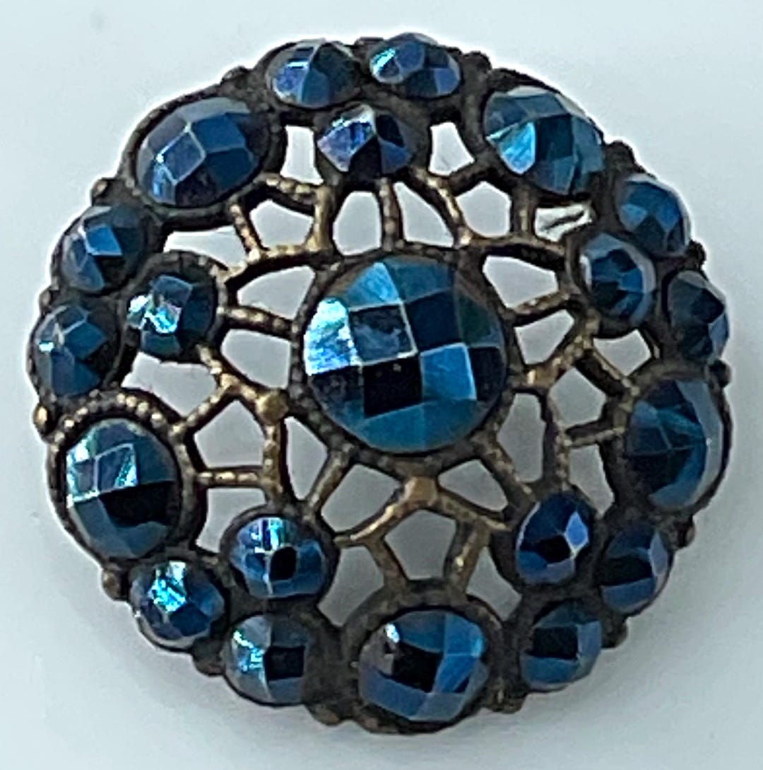 Original Blue Color Tint Cut Steel Pierced Metal Openwork Antique ...