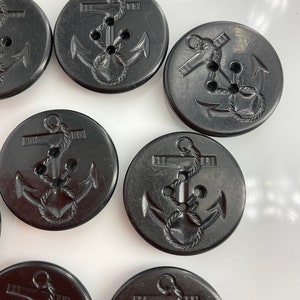 Set 11 Big Pea Coat Anchor Large Black Picture Buttons Old Anchors ...