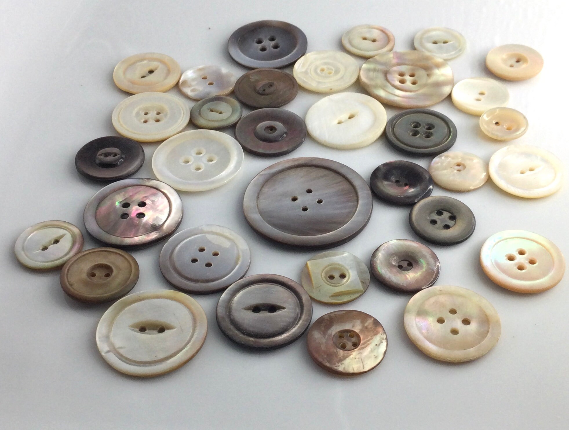 Bulk Lot 34 Antique Pearl Buttons Old Vintage Variety Smokey | Etsy