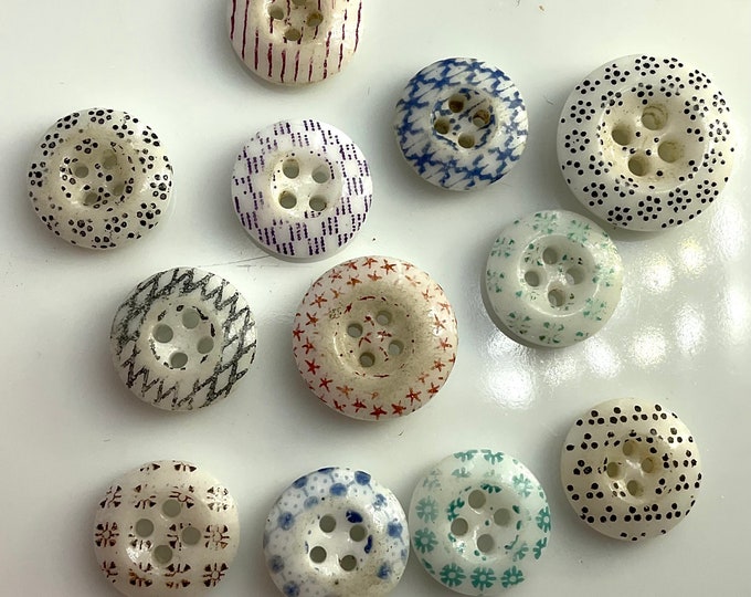 Lot 12 Antique China Calico Buttons Old Variety Colors Patterns - Etsy