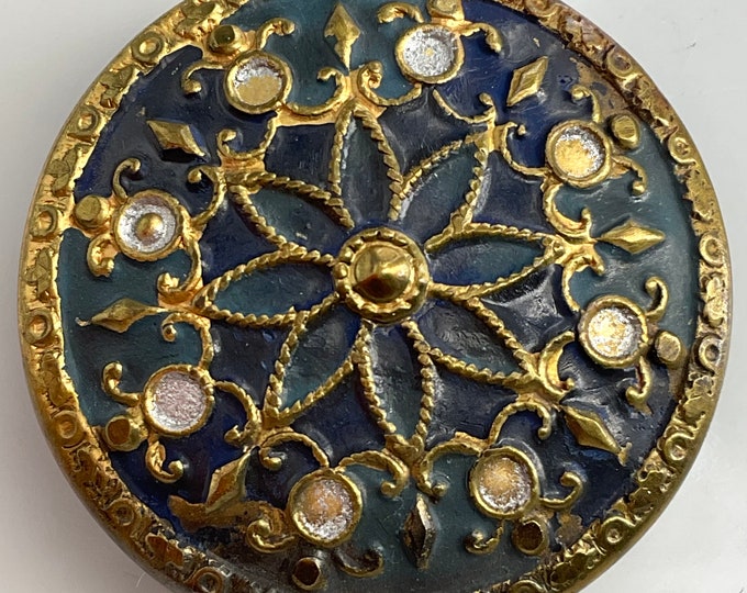 Big Original Color Tint Flower Botanical Antique Metal Button Old ...