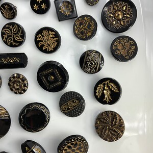 Lot 75 Antique Black Glass Gold Luster Outline Antique Buttons - Etsy