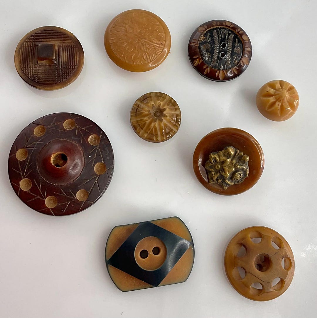 Lot 9 Carved Dyed Antique Vegetable Ivory VI Tagua Nut Small Medium Old ...