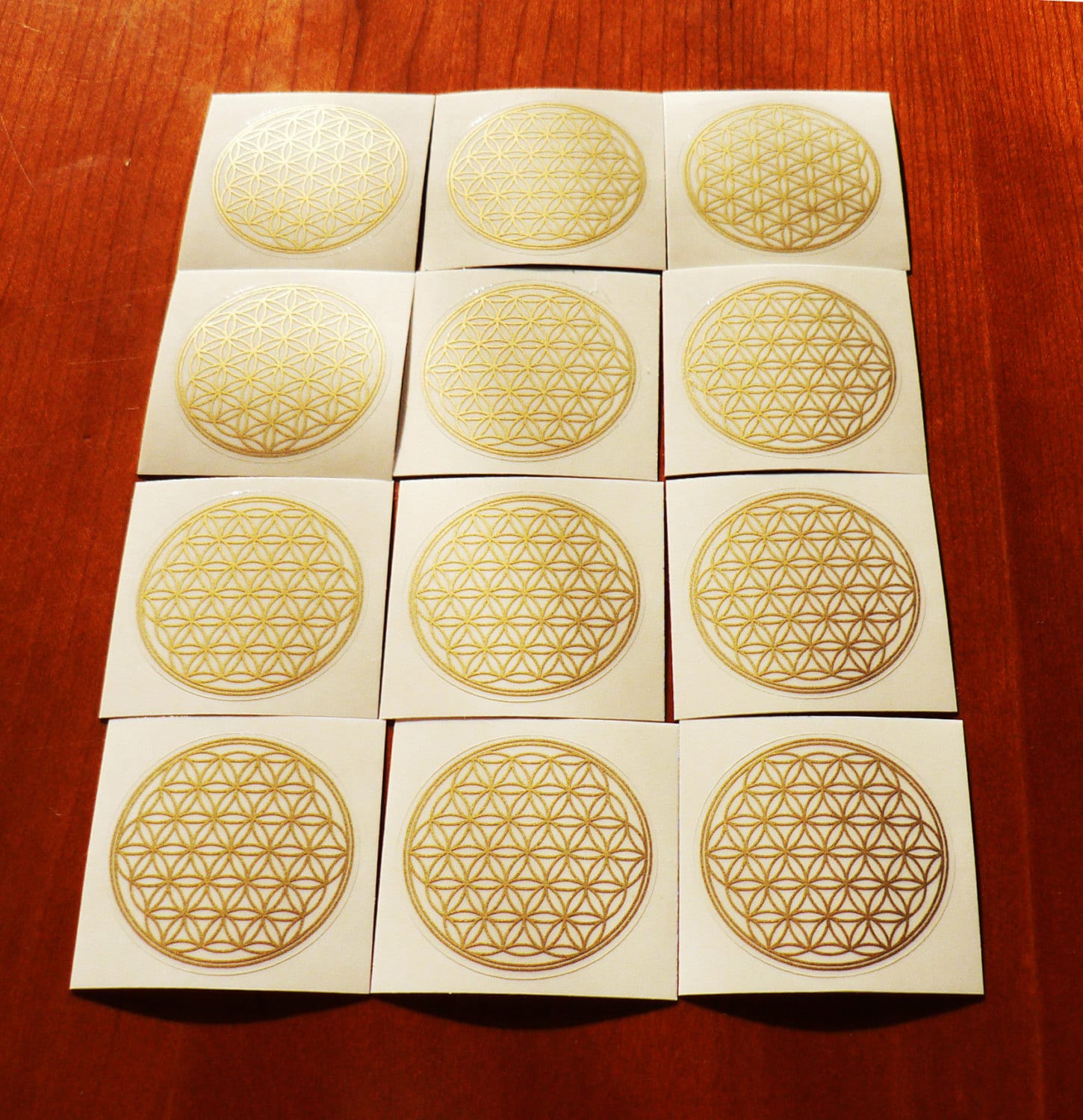 Flower of Life 12 Stickers Transparent Gold Color | Etsy