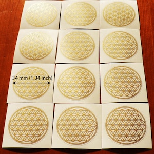 Flower of Life, 12 Stickers, Transparent, Gold Color - Etsy