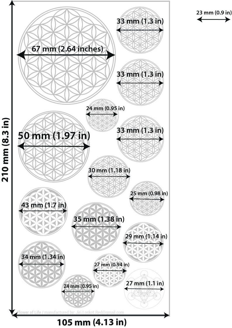 Flower of Life, 15 Stickers (1 Sheet), Transparent, Gold Color - Etsy