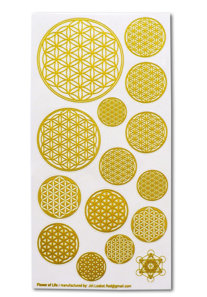 Flower of Life, 15 Stickers (1 Sheet), Transparent, Gold Color - Etsy