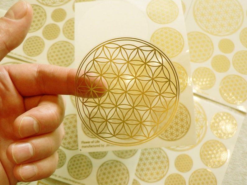 Flower of Life, 15 Stickers (1 Sheet), Transparent, Gold Color - Etsy