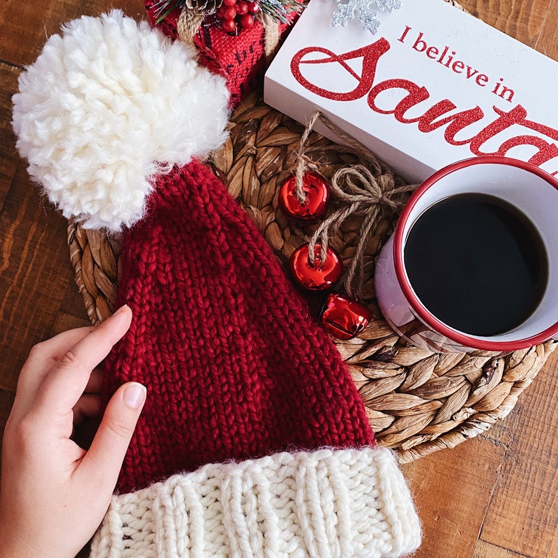Knitted Santa Hat - Etsy
