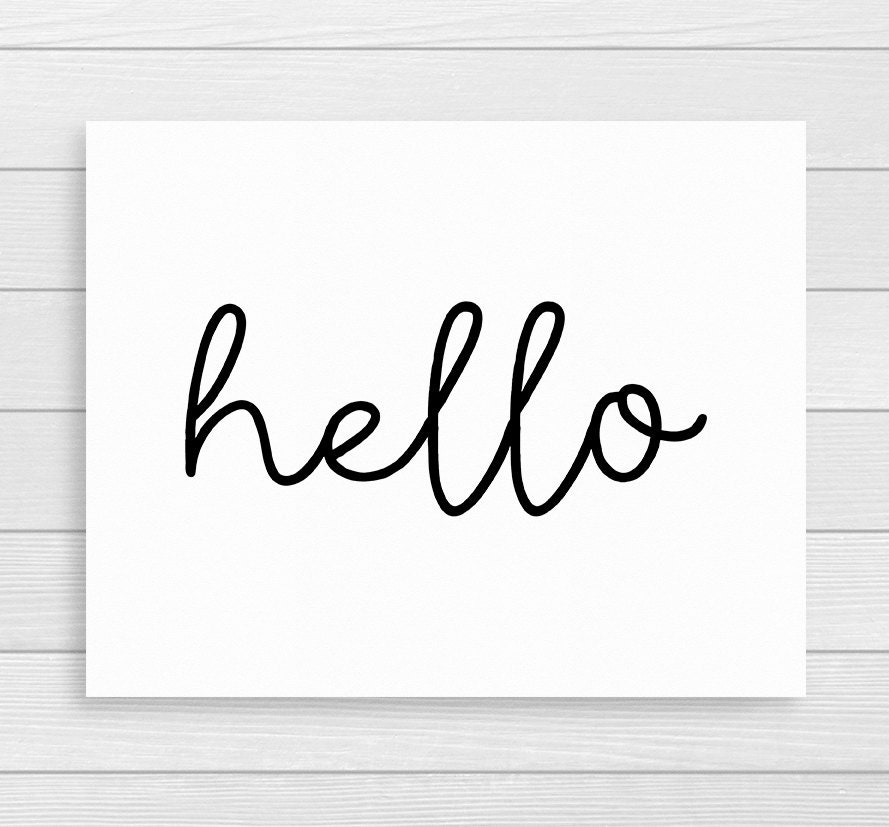 Hello Printable Black and White Welcome Print Hello Print Art - Etsy Canada