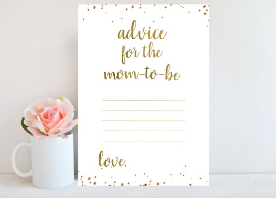 Advice for the Mom-To-Be Printable Gold Confetti Baby Shower | Etsy