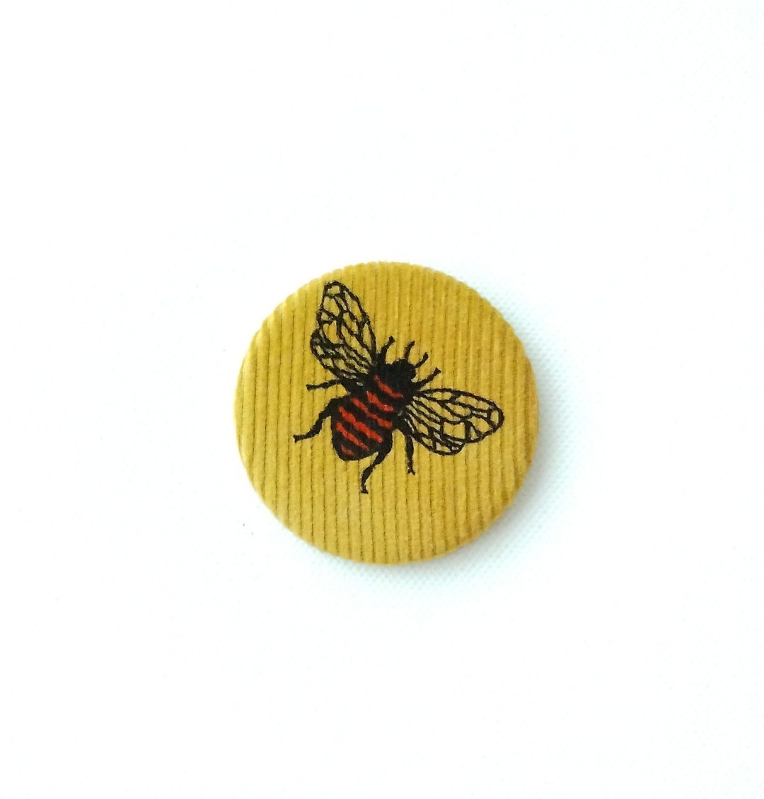Bee Pocket Mirror, Bumble Bee on Gold Corduroy, Manchester Bee ...