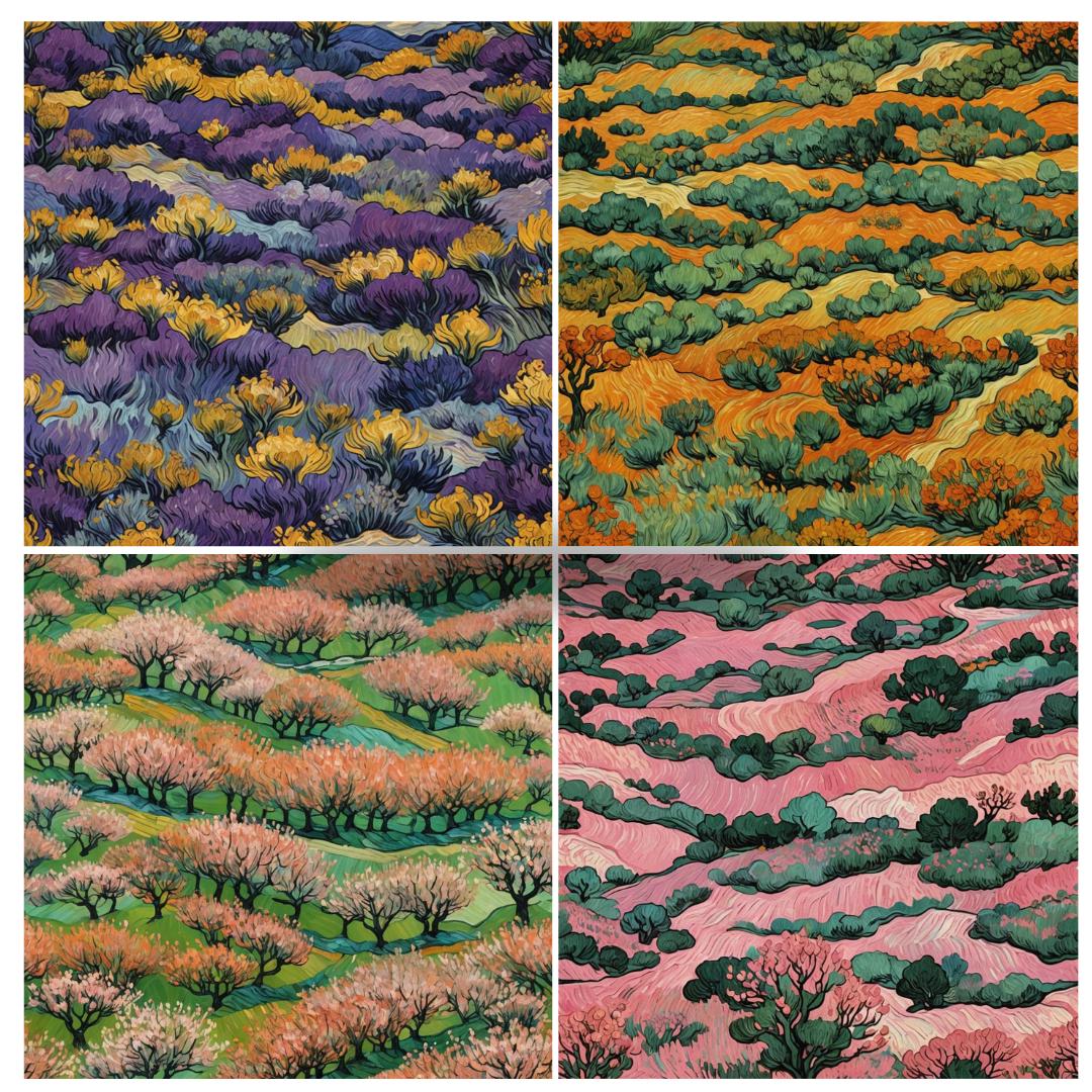 36 Van Gogh-inspired Digital Clip Art Illustrations square Shape, High ...