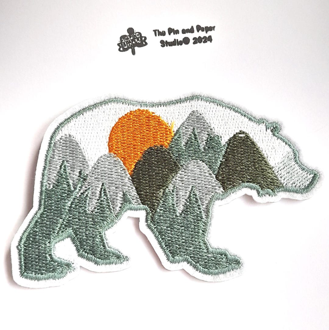 Set of 4 Embroidered Bear Patches Wilderness Theme Nature-inspired Iron-on And/or Sew-on Patches ...
