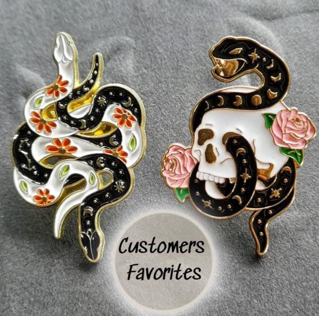 Snake Enamel Pin – Witchy Gothic Serpent Jewelry, Dark Academia ...