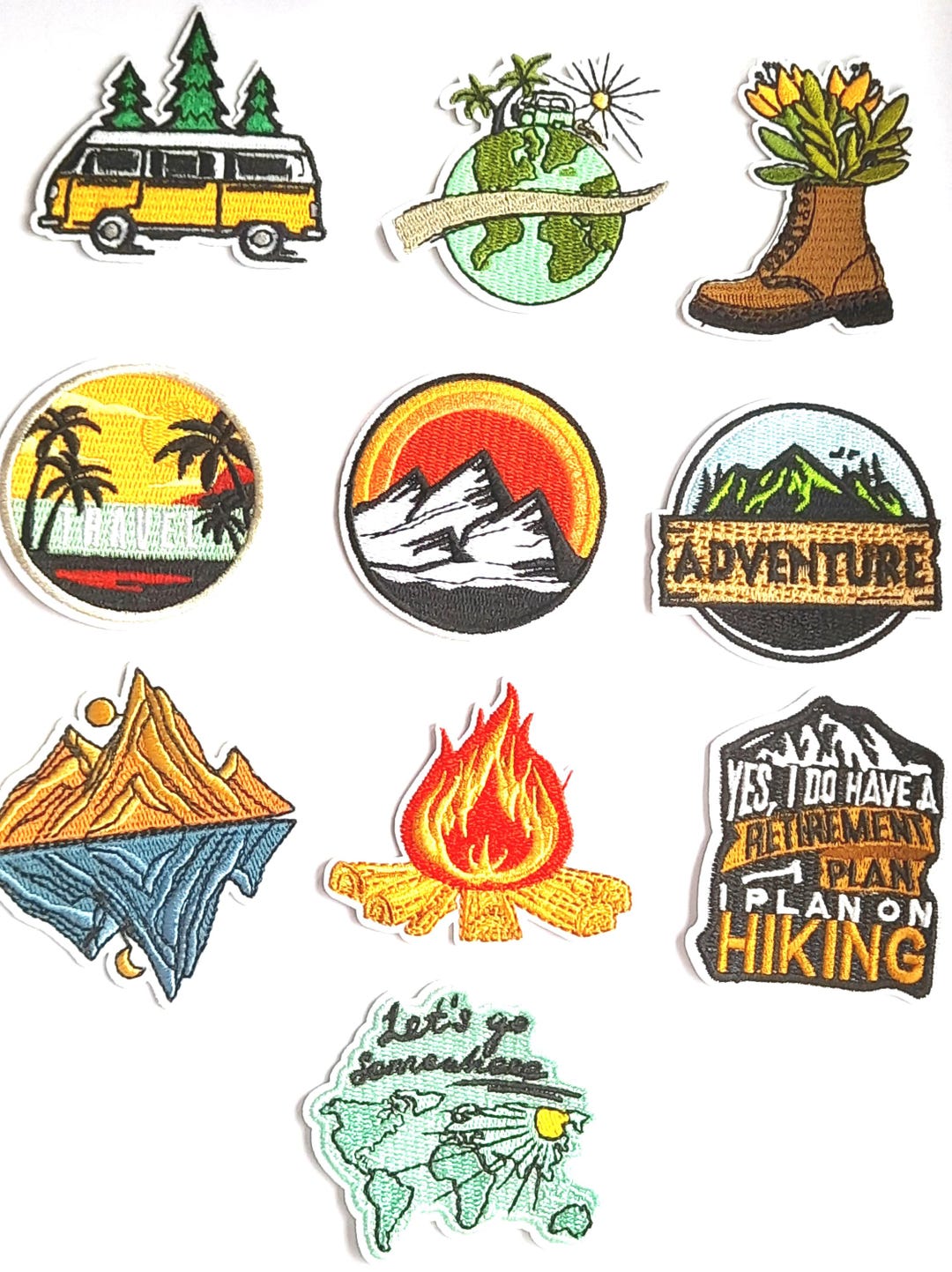 Set of 10 Unique Wilderness Outdoor Patches Embroidered Adventure Patch ...