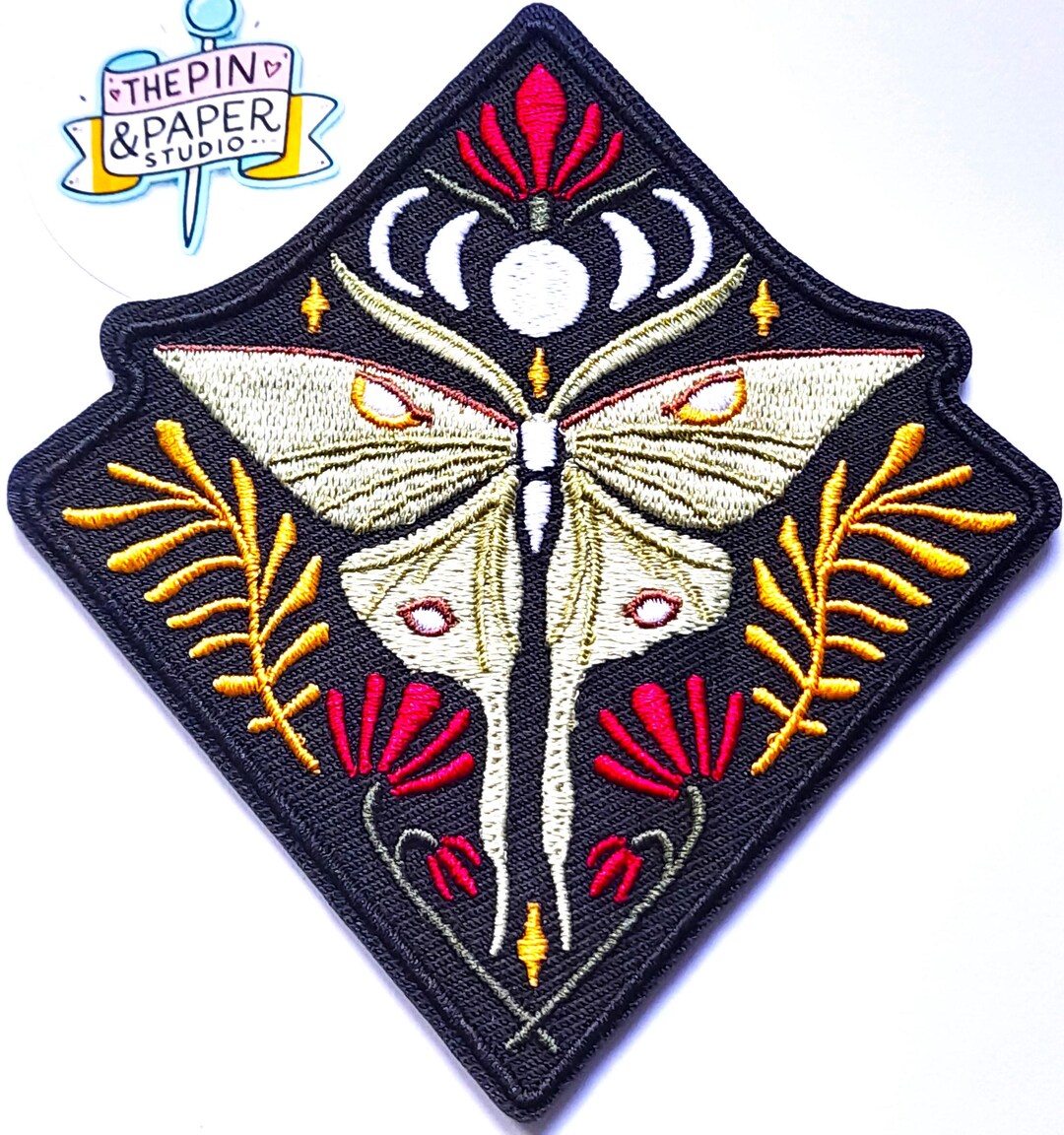 Lunar Moth Embroidered Patch – Celestial Witchy Iron-on Patch for ...