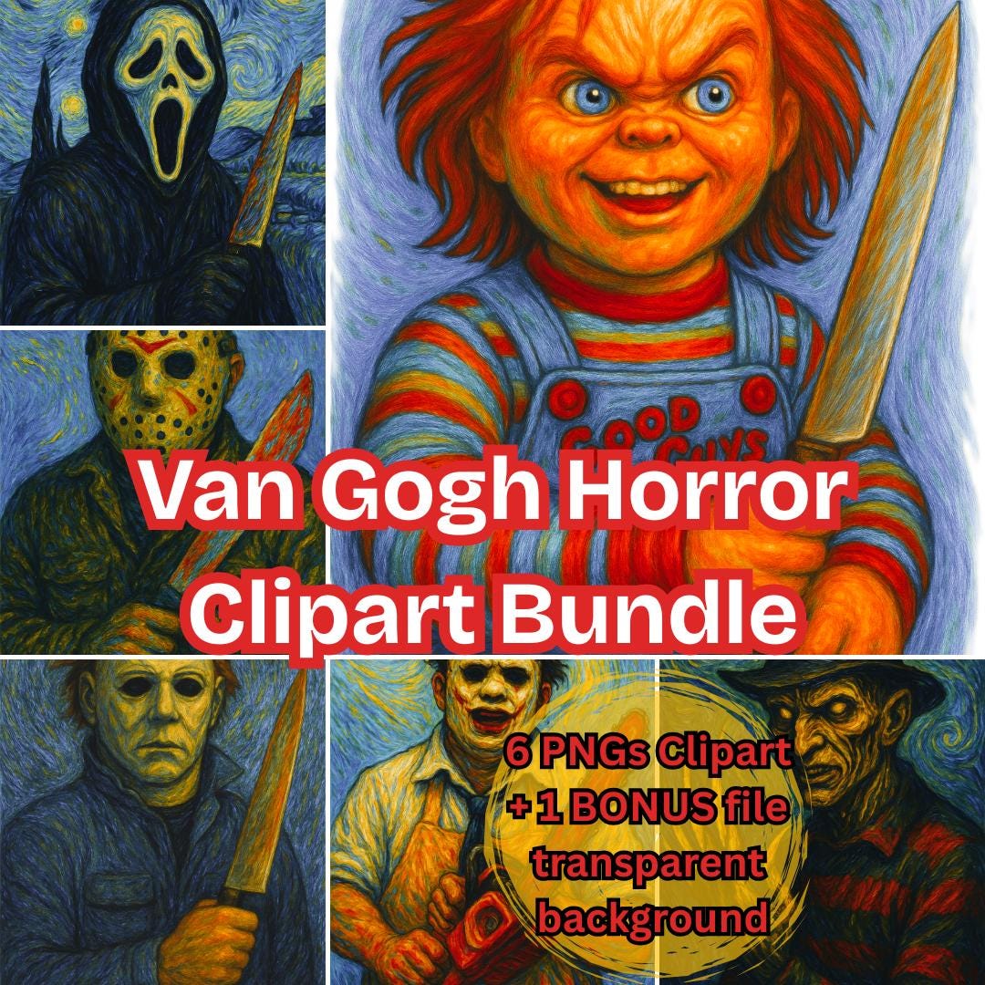 Van Gogh Horror Clipart Bundle – 6 Iconic Horror Characters + Bonus ...
