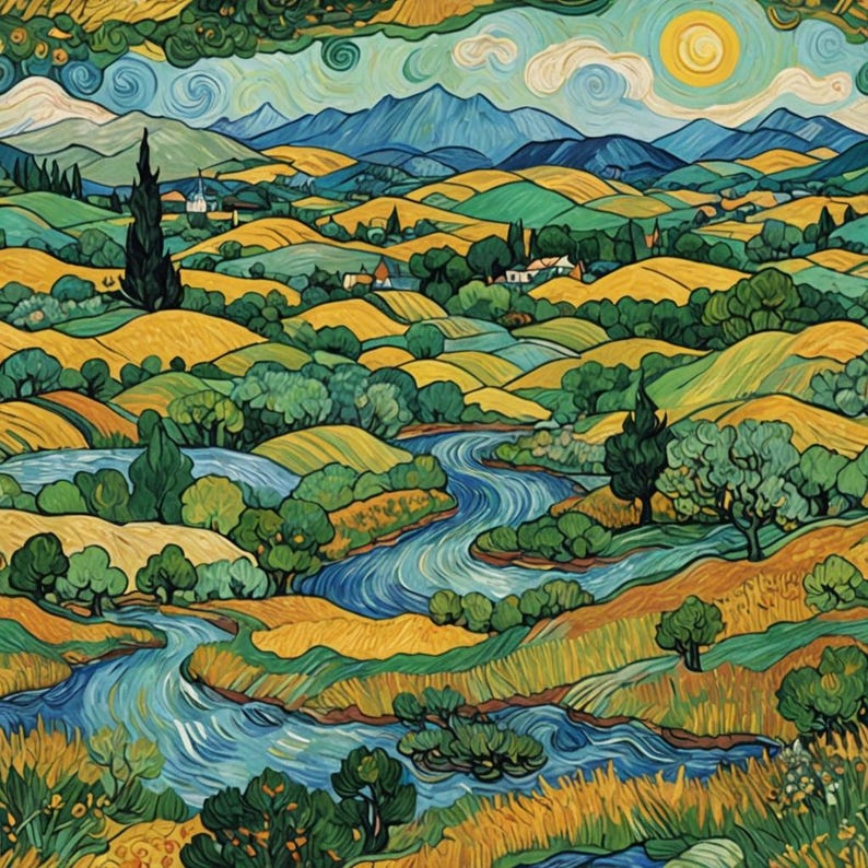 36 Van Gogh-inspired Digital Clip Art Illustrations square Shape, High ...