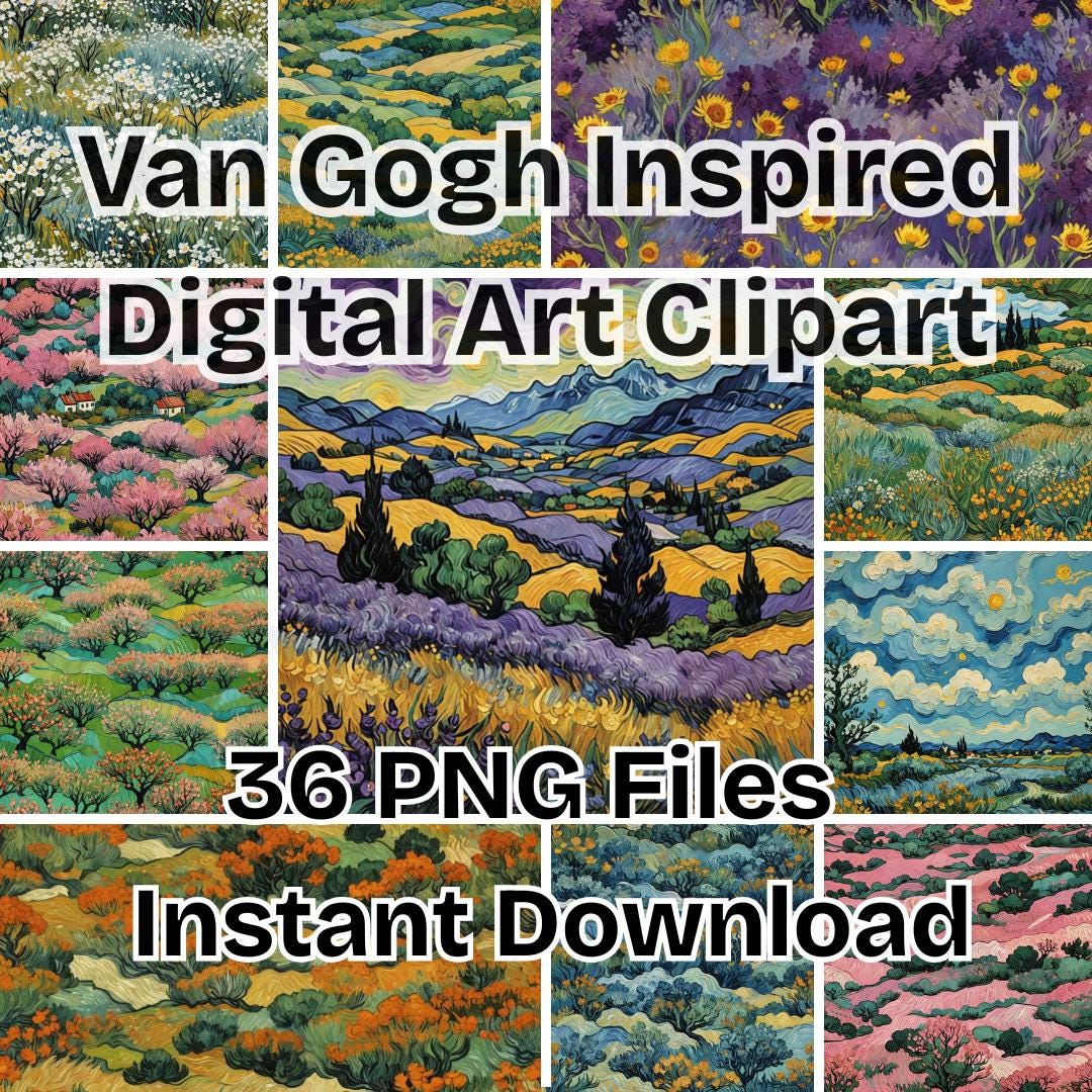 Starry Night Van Gogh Inspired Clipart Bundle | 36 PNG Files ...