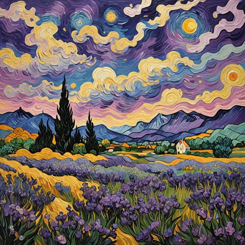 36 Van Gogh-inspired Digital Clip Art Illustrations square Shape, High ...